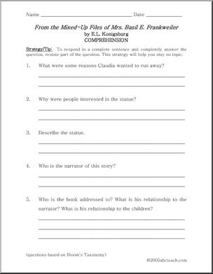 From the Mixed-Up Files of Mrs. Basil E. Frankweiler (middle school ...