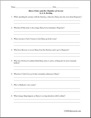 Book: Harry Potter 2, The Chamber of Secrets (upper elem/middle) – Abcteach