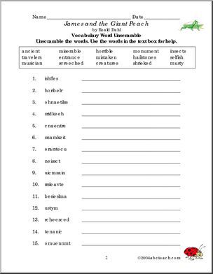 Book: James and the Giant Peach (elementary) – Abcteach