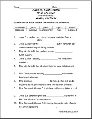 Book: Junie B., First Grader: Boss of Lunch (primary) – Abcteach