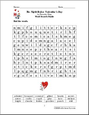 Book: The Night Before Valentine’s Day (elem) – Abcteach