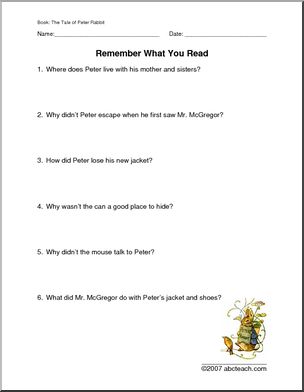 The Tale of Peter Rabbit (elem) Book – Abcteach