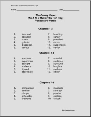 A-Z Mysteries; The Canary Caper (elem) Book – Abcteach