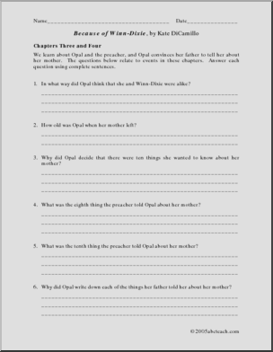 Because of Winn-Dixie (upper elementary/middle) Book – Abcteach