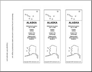 Bookmark: U.S. States – Alaska (b/w) – Abcteach