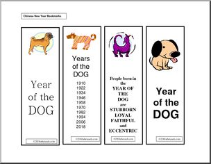 Bookmarks: Chinese Year of the Dog – Abcteach