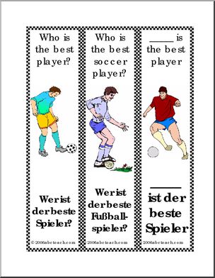 Bookmarks: German — Soccer theme (2) – Abcteach
