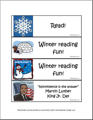 Bookmarks: January (color) – Abcteach
