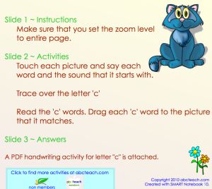Interactive: Notebook: Phonics: Letter “C” (Activities) – Abcteach
