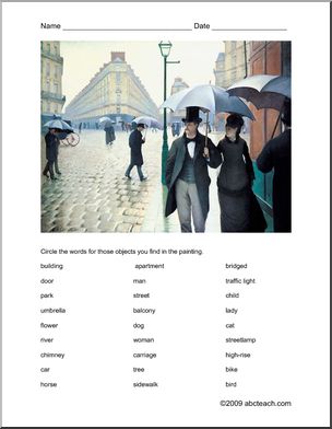 Crossword: Caillebotte Painting (ESL) – Abcteach