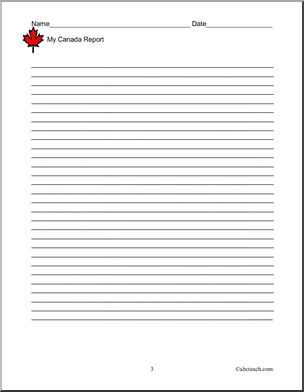 Writing Paper: Canada (elementary) – Abcteach