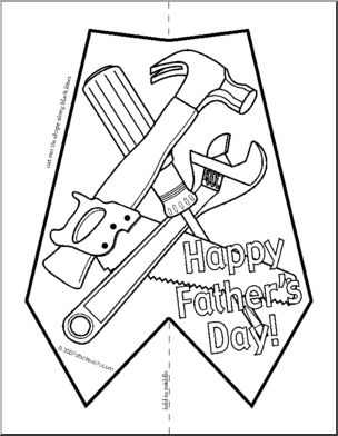 Greeting Card: Happy Father’s Day – tools theme (outline) – Abcteach