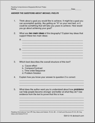 Biography: Michael Phelps Olympic Swimmer (upper elem/middle) – Abcteach