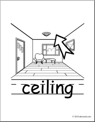 Clip Art: Basic Words: Ceiling B&W (poster) – Abcteach