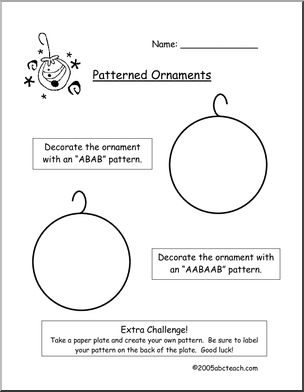 Worksheet: Christmas Ornament Patterns (elementary) – Abcteach