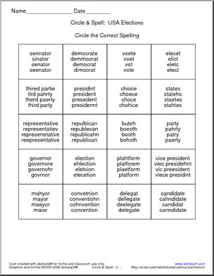 Elections (boxes)’ Circle & Spell – Abcteach