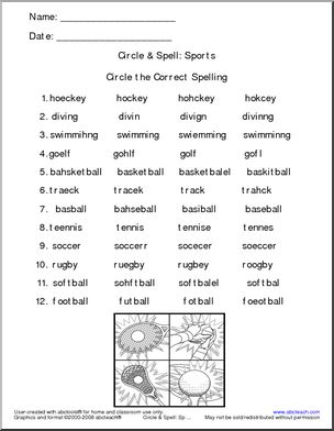 Badminton’ Circle & Spell – Abcteach