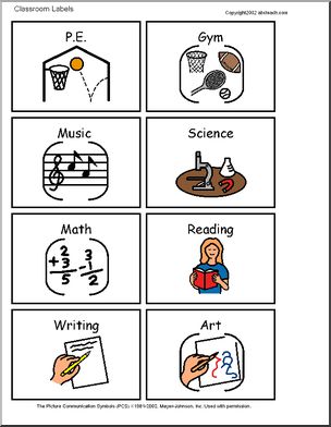 Labels: Illustrated Classroom Items (set 9) – Abcteach