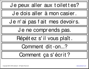 French: Expressions utiles pour la classe – Abcteach