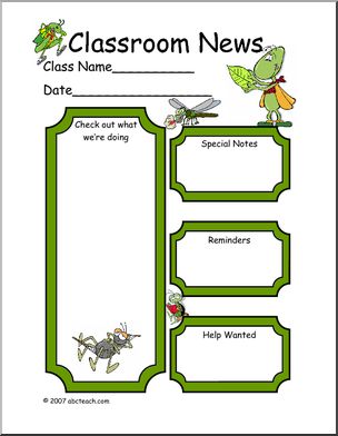 Classroom Newsletter: Bug theme (color) – Abcteach