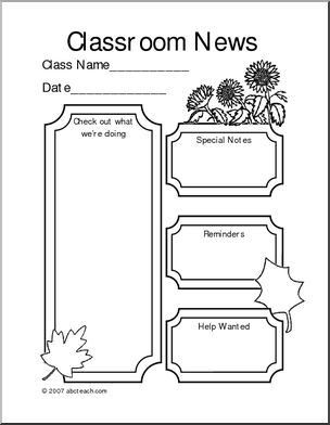 Classroom Newsletter: Fall theme (b/w) – Abcteach