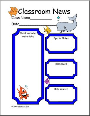 Classroom Newsletter Forms: Animal Theme – (color version 1) – Abcteach