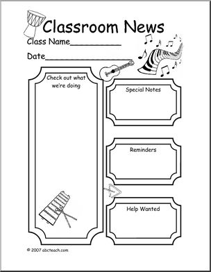 Classroom Newsletter Forms: Animal Theme (b/w version 2 ) – Abcteach