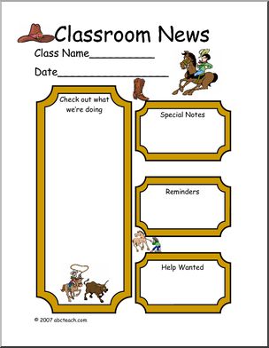 Classroom Newsletter: Western theme (color) – Abcteach