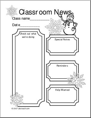 Classroom Newsletter Forms: Students Theme (b/w version 2) – Abcteach