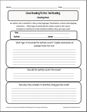 Close Reading: Fiction – Integration of Knowledge and Ideas (grades 3-5 ...