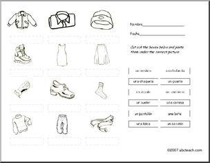 Spanish: Elementary Clothing Exercise – Abcteach