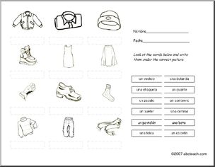 Spanish: Elementary Clothing Exercise – Abcteach
