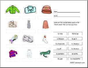 French: Colorie/Ecris la jupe – Abcteach
