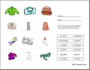 Spanish: Unscramble Clothing Vocabulary – Abcteach