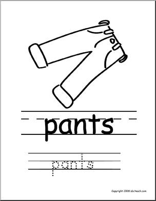 Coloring Page: Write and Color “Pants” (ESL) – Abcteach