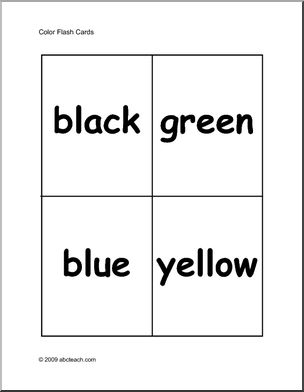 Flashcards: Colors (elementary) – b/w – Abcteach
