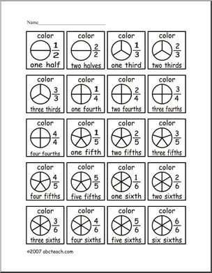 Coloring Fractions 1 (elem/upper elem) Worksheet – Abcteach