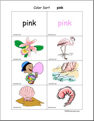 Flashcards: Color Sort – pink – Abcteach