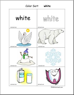 Flashcards: Color Sort – white – Abcteach