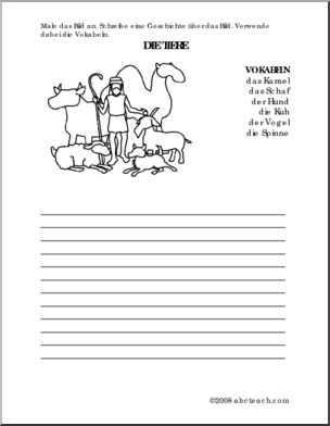 German: Color and Write Prompt – Animals – Abcteach