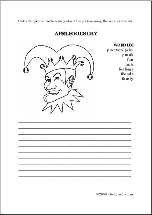 Color and Write: April Fool’s Day (elem) – Abcteach