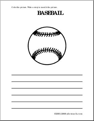 Baseball (primary) Color and Write – Abcteach