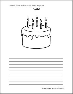 Color and Write: Cake (elem) – Abcteach