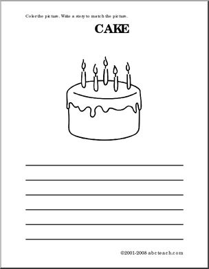 Color and Write: Cake (primary) – Abcteach