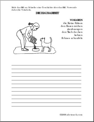 German: Color and Write – Rabbit – Abcteach