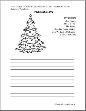 German: Color and Write Prompt- Christmas – Abcteach