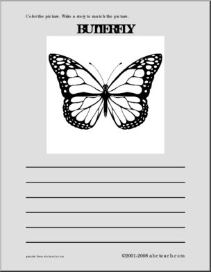 Butterfly (primary) Color and Write – Abcteach