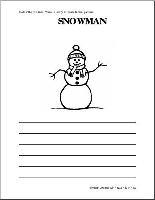 Snowman (primary) Color and Write – Abcteach