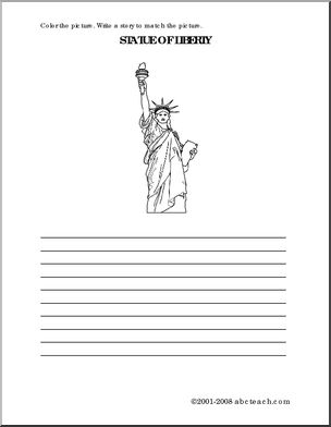 Statue of Liberty (elem) Color and Write – Abcteach