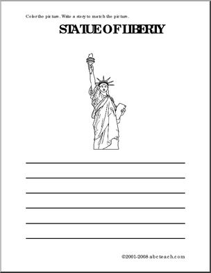 Statue of Liberty (primary) Color and Write – Abcteach